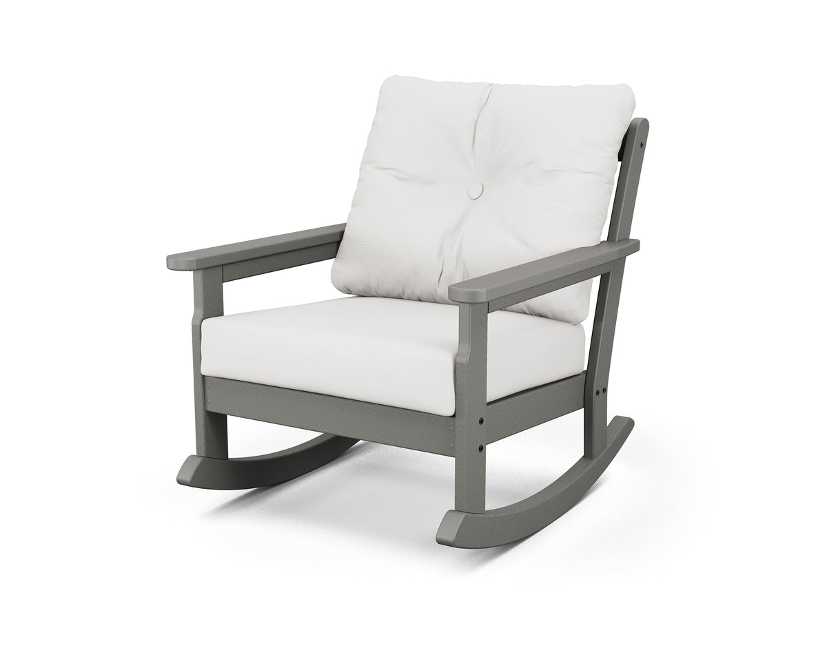 POLYWOOD Vineyard Deep Seating Rocking Chair in Slate Grey / Natural L